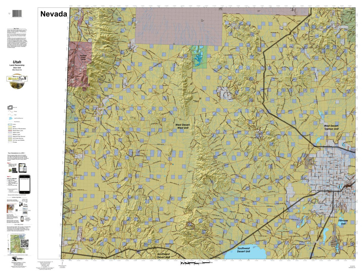 West Desert (S) Utah Mule Deer Hunting Unit Map with Land Ownership by HuntData LLC | Avenza Maps