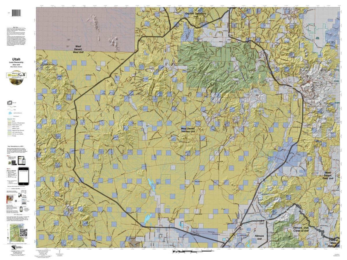 West Desert Vernon Utah Mule Deer Hunting Unit Map with Land Ownership by HuntData LLC | Avenza Maps