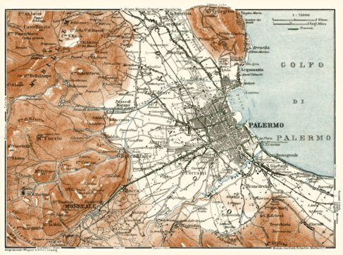 Palermo environs Map, 1929 by Waldin | Avenza Maps