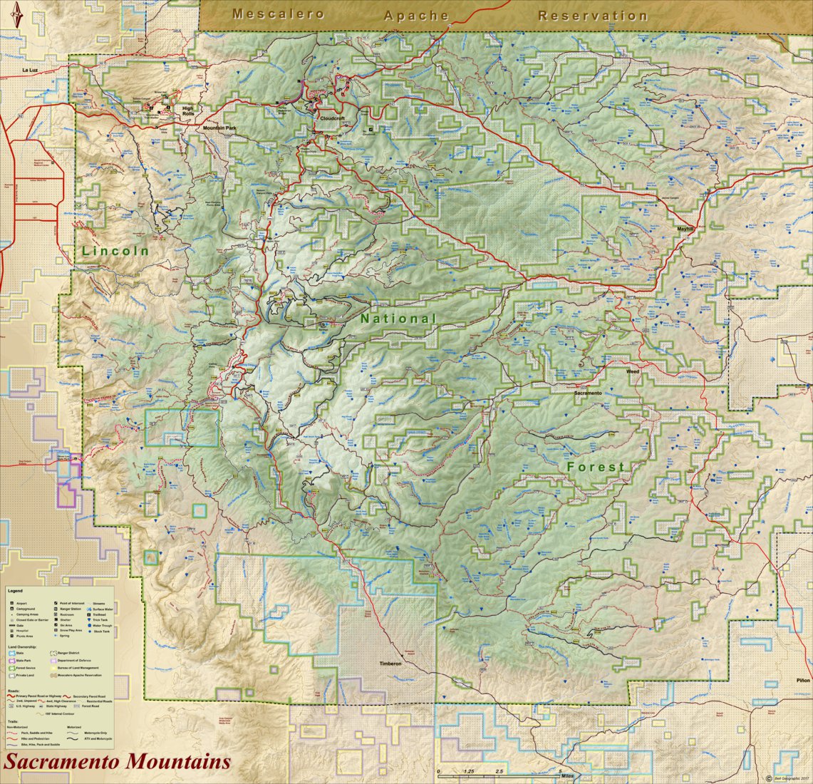 Sacramento Mountain Trails Map by Bell Geographic | Avenza Maps