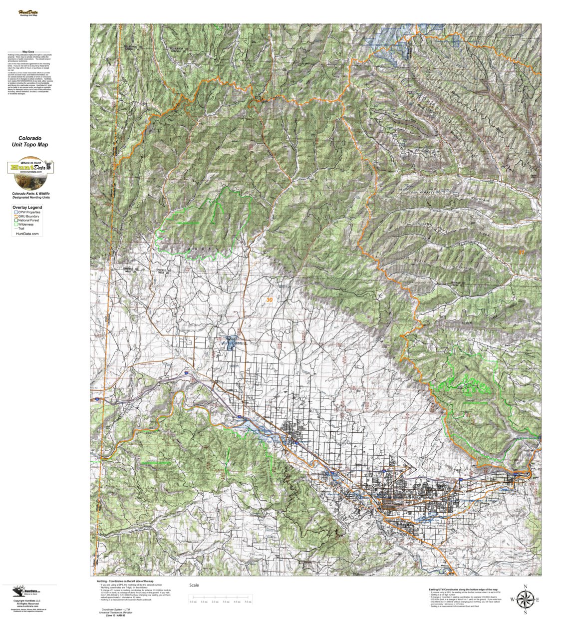 HuntData Colorado Unit 30 Topo Map by HuntData LLC | Avenza Maps