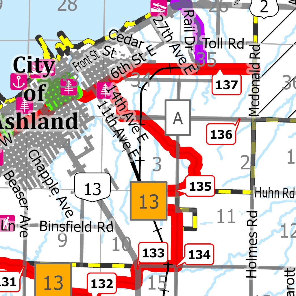 Snowmobile Trails - Ashland County, WI - 2020 Map by Ashland County | Avenza Maps