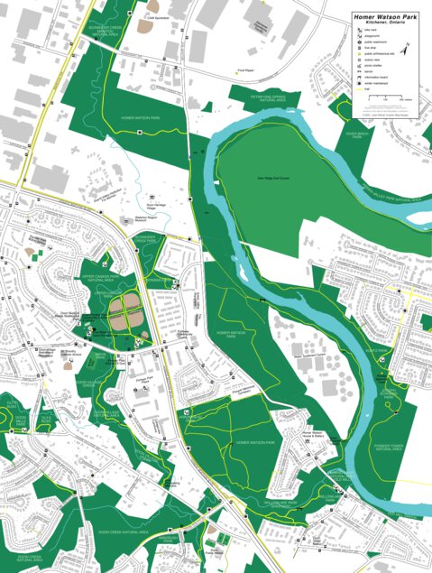 Homer Watson Park, Kitchener, Ontario Map by Julie Witmer Custom Map Design | Avenza Maps