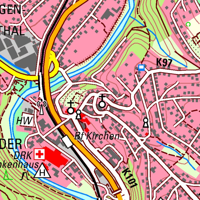 Kirchen (Sieg) (1:25,000) Map by Landesamt fur Vermessung und Geobasisinformationen Rheinland ...