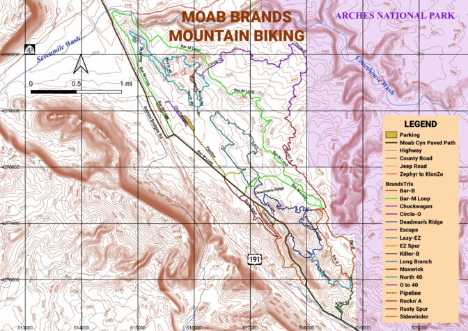 Moab Brands Mountain Bike Trails Map by Freethey's non-existent company | Avenza Maps