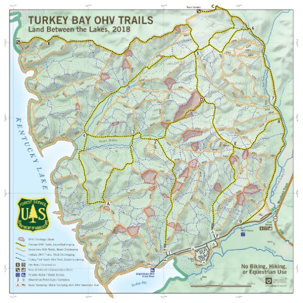 Land Between the Lakes, Turkey Bay OHV Trails Map by Underwood ...