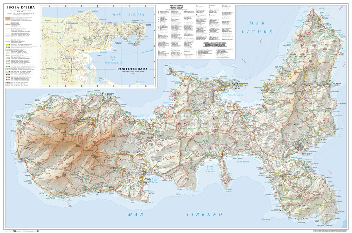 Elba Island - Hiking trails and tourist Map by Litografia Artistica ...