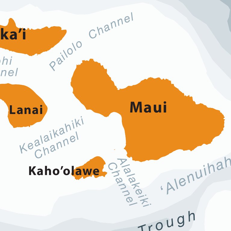 Hawaii Undersea Geography Map by Medeiros Cartography - mapbliss.com ...