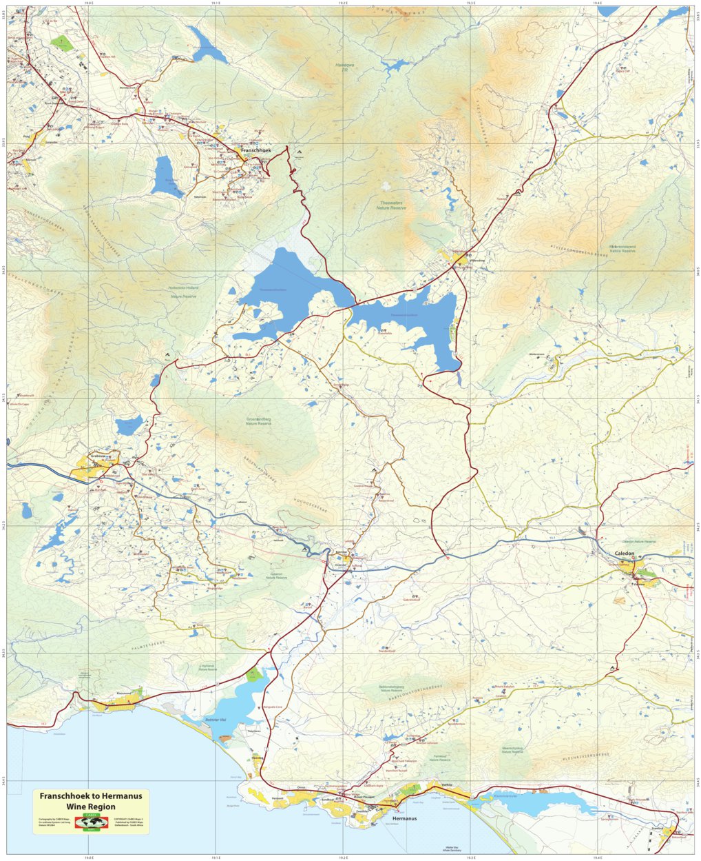 Franschhoek-Hermanus Wine Region Map by CABEX Maps | Avenza Maps