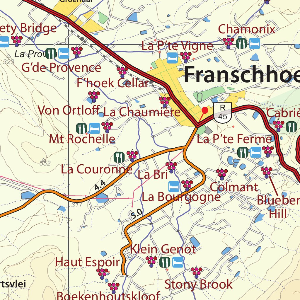 Franschhoek-Hermanus Wine Region Map by CABEX Maps | Avenza Maps
