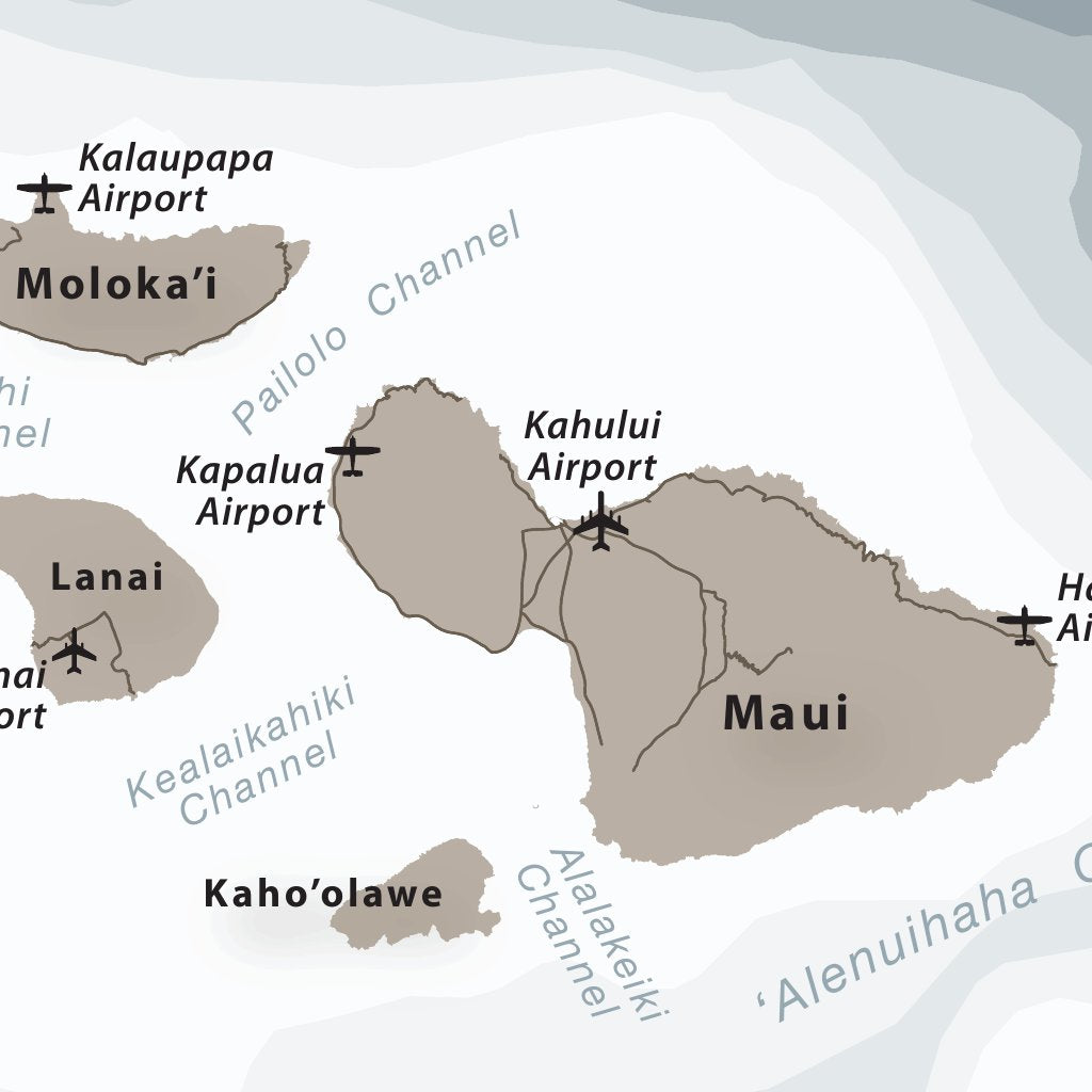 Hawaii Flight Map by Medeiros Cartography - mapbliss.com | Avenza Maps