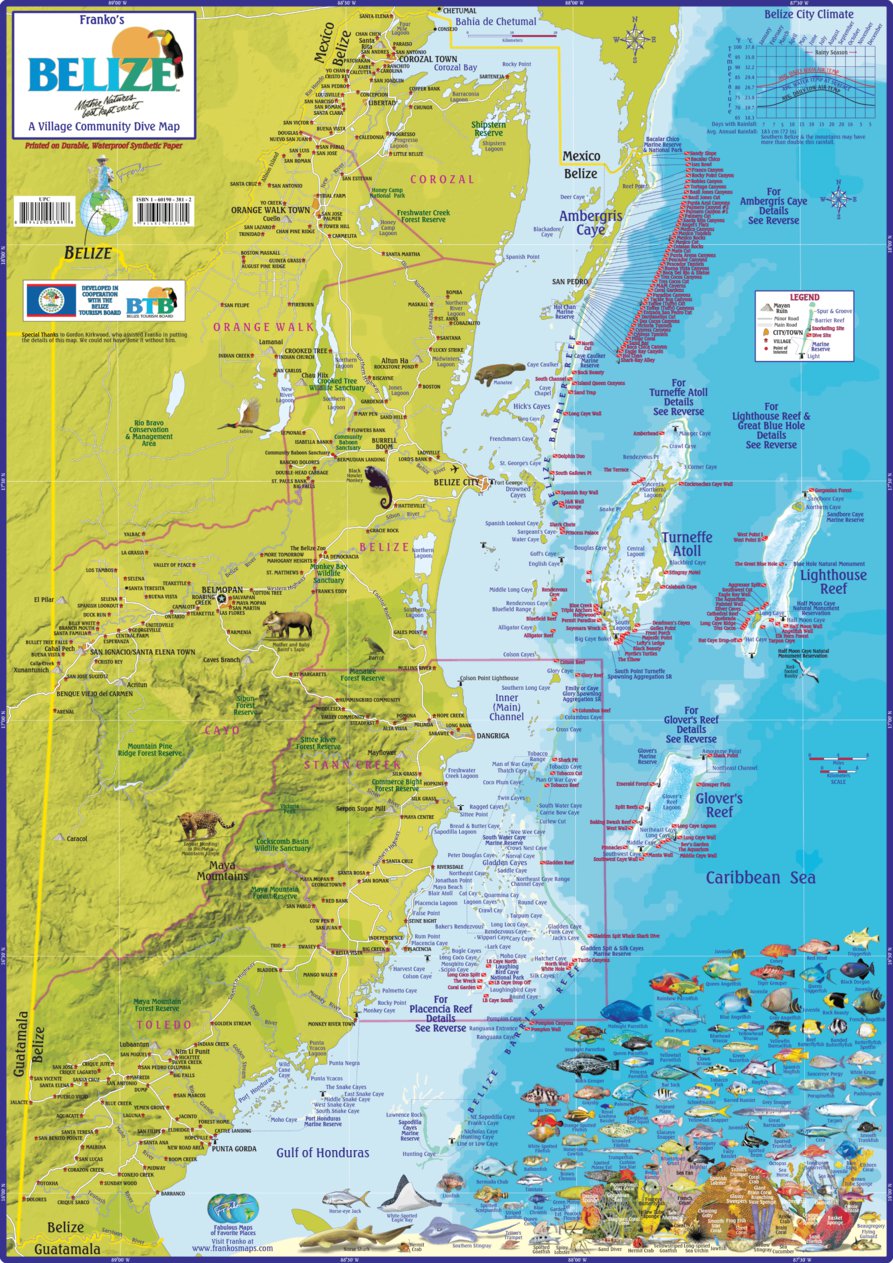 Belize Diving Map by Franko Maps Ltd. | Avenza Maps