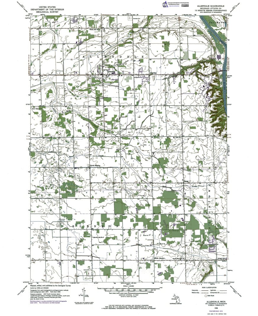 MI-Allendale: Authoritative U.S. Topo 1957 Map by Western Michigan ...