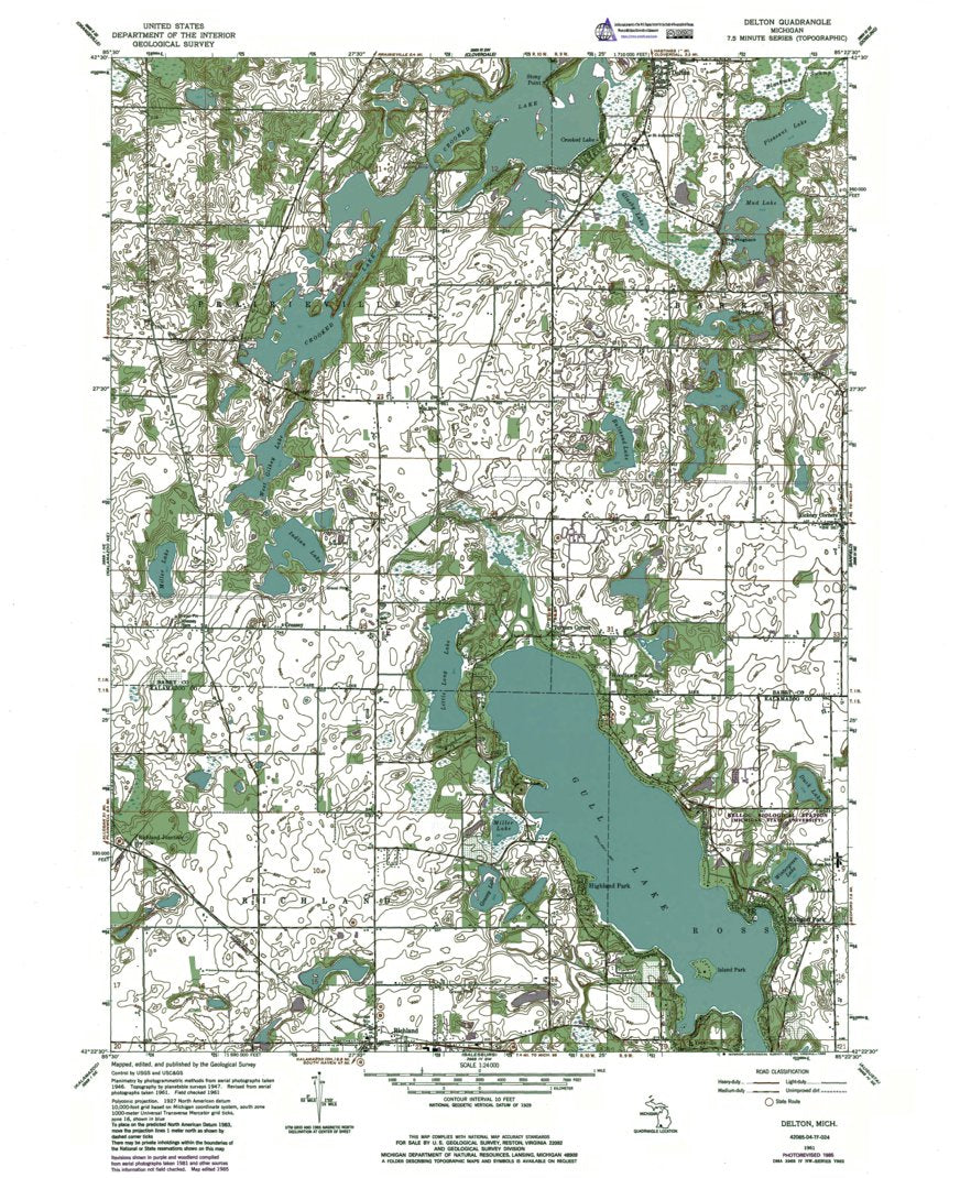 MI-Delton: Authoritative U.S. Topo 1961 Map by Western Michigan ...