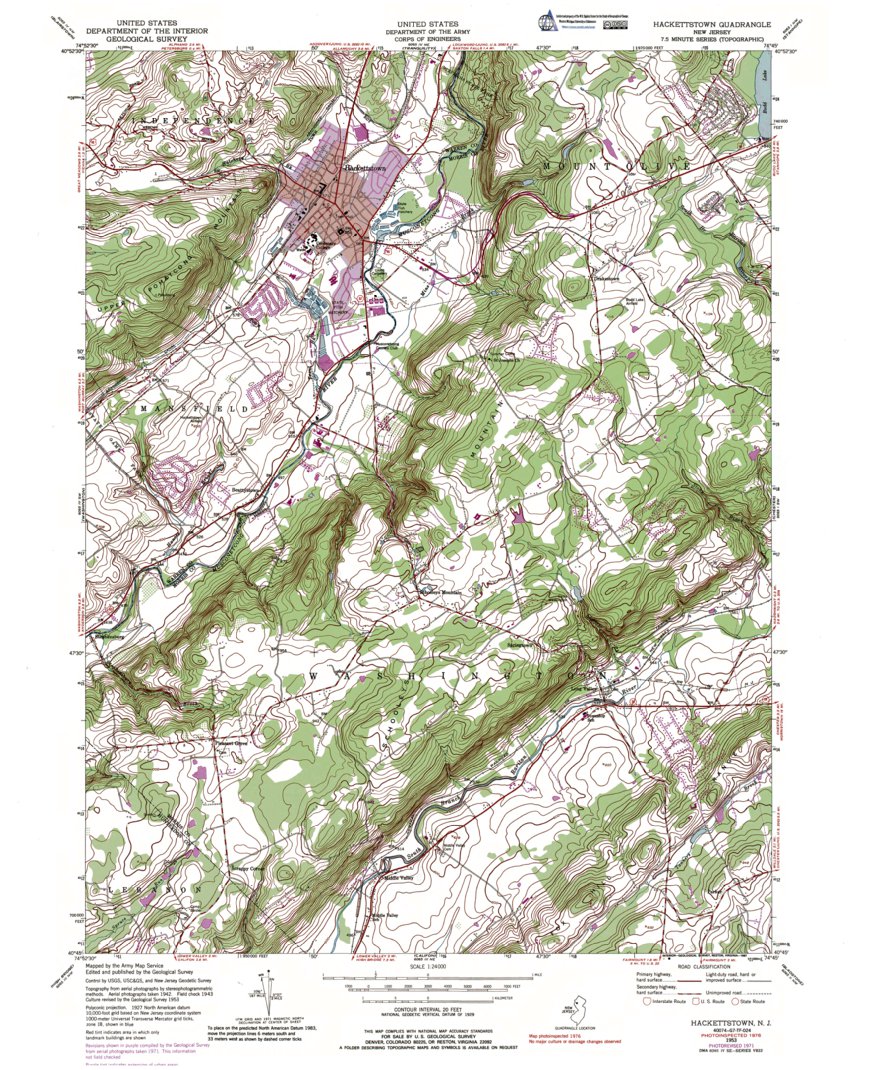 NJ-Hackettstown: Authoritative US Topos 1942 Map by Western Michigan ...