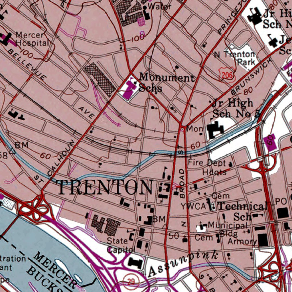 NJ-PA-Trenton West: Authoritative US Topos 1942 Map by Western Michigan ...