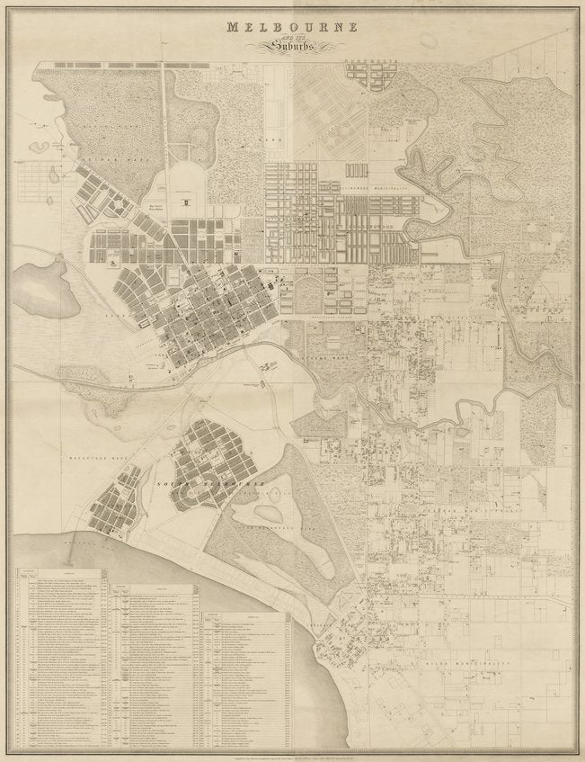 Melbourne & Its suburbs 1855 Map by Visualvoice | Avenza Maps