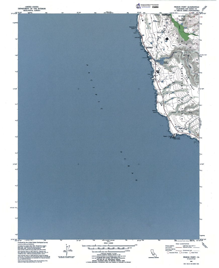 CA-Pigeon Point: Authoritative US Topos 1991 Map by Western Michigan ...