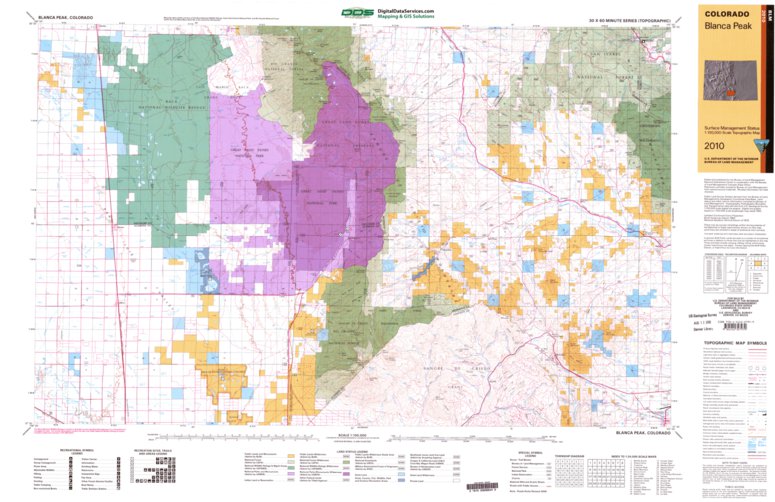Blanca Peak, CO - BLM Surface Mgmt. Map by Digital Data Services, Inc ...