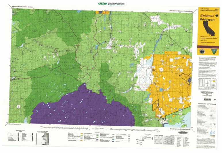 Bridgeport, CA - BLM Surface Mgmt. Map by Digital Data Services, Inc ...