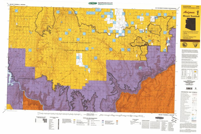 Mount Trumbull, AZ - BLM Surface Mgmt. Map by Digital Data Services ...