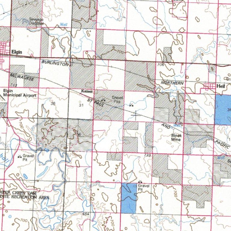 Elgin, ND - BLM Minerals Mgmt. Map by Digital Data Services, Inc ...