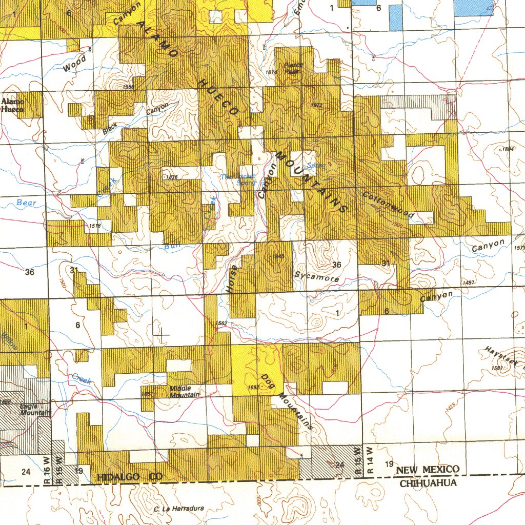 Alamo Hueco Mountains, NM - BLM Minerals Mgmt. Map by Digital Data ...