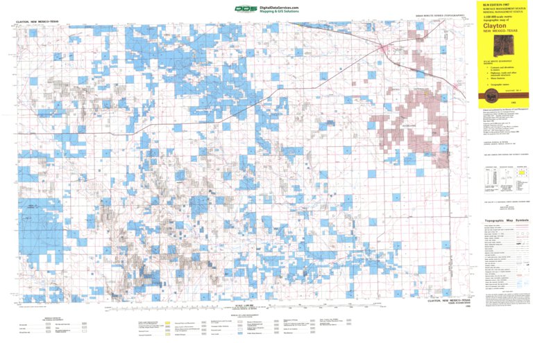 Clayton, NM - BLM Minerals Mgmt. Map by Digital Data Services, Inc ...