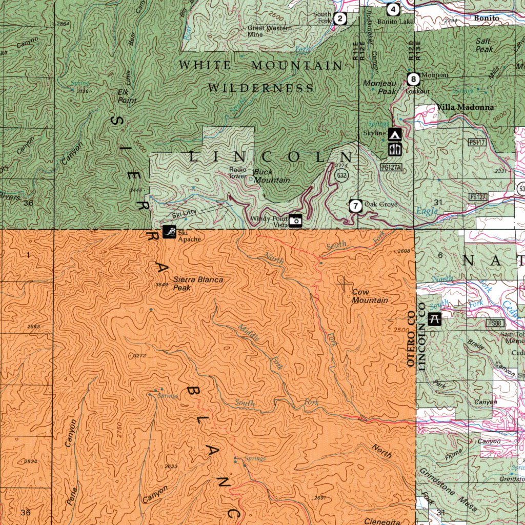 Ruidoso, NM - BLM Surface Mgmt. Map by Digital Data Services, Inc ...