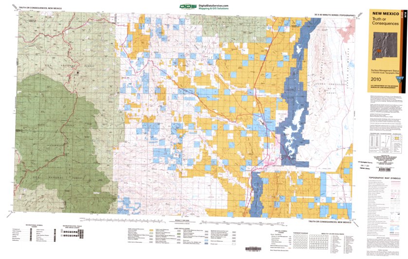 Truth Or Consequences, NM - BLM Surface Mgmt. Map by Digital Data ...