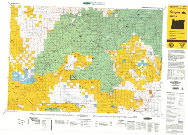 Burns, OR - BLM Surface Mgmt. Map by Digital Data Services, Inc ...