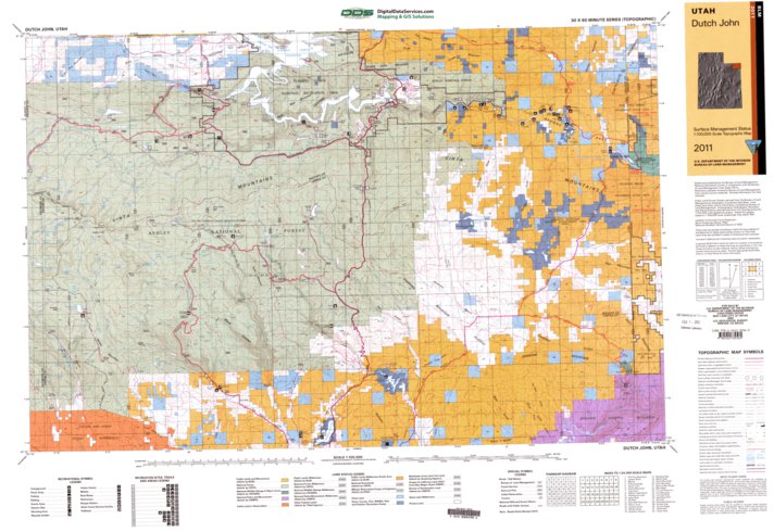 Dutch John, UT - BLM Surface Mgmt. Map by Digital Data Services, Inc ...