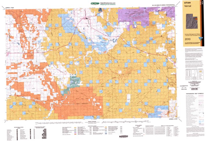 Vernal, UT - BLM Surface Mgmt. Map by Digital Data Services, Inc ...