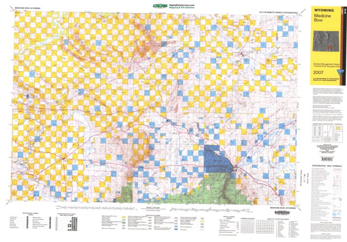 Medicine Bow, WY - BLM Surface Mgmt. Map by Digital Data Services, Inc ...