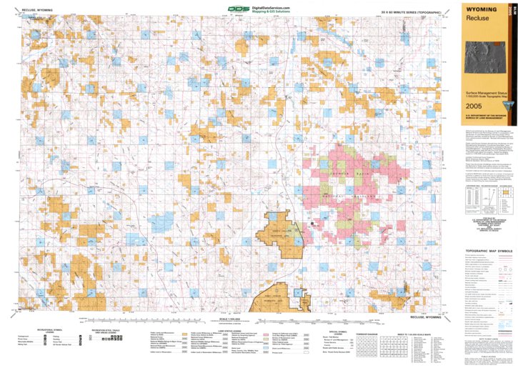 Recluse, WY - BLM Surface Mgmt. Map by Digital Data Services, Inc ...