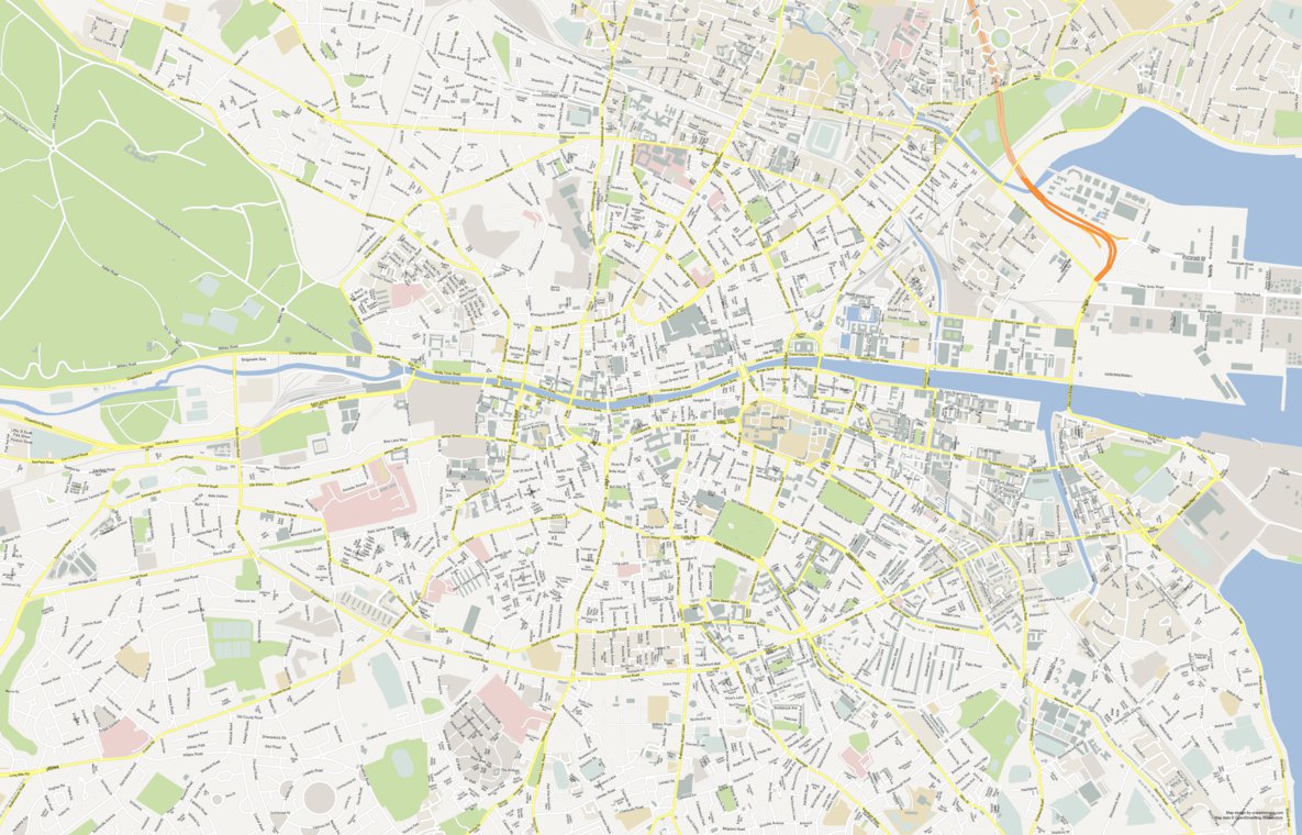 Dublin Streets Map by Maperitive | Avenza Maps