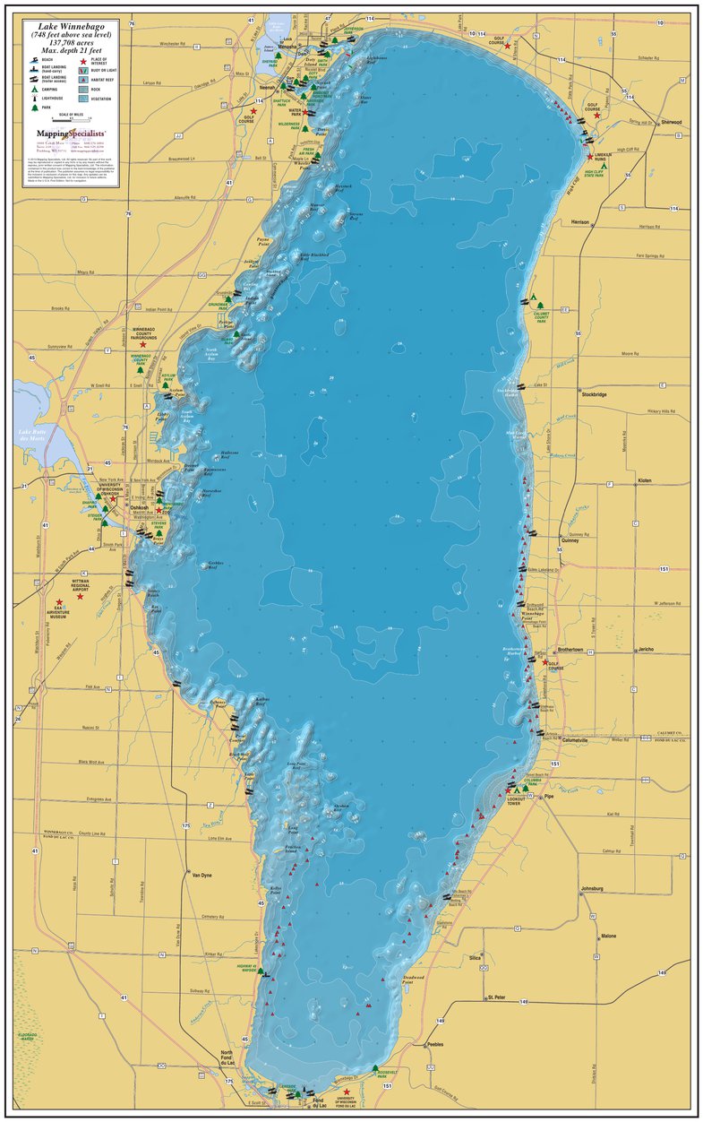 Lake Winnebago Map by Mapping Specialists, Ltd | Avenza Maps