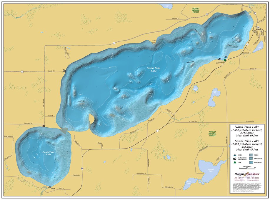 North & South Twin Lakes Map by Mapping Specialists, Ltd | Avenza Maps