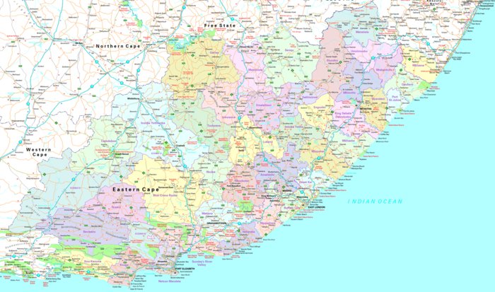 Eastern Cape Map by MapStudio | Avenza Maps