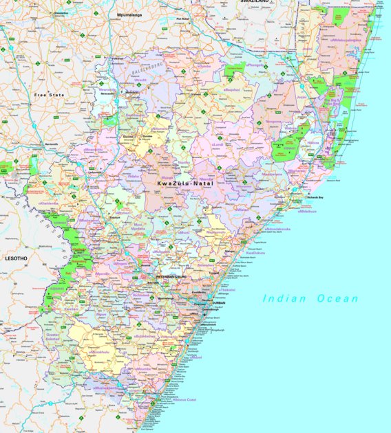 KwaZulu-Natal Map by MapStudio | Avenza Maps