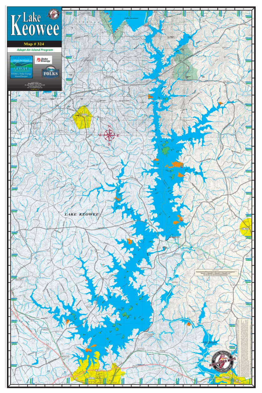 Keowee: Adopt An Island Map by Kingfisher Maps, Inc. | Avenza Maps