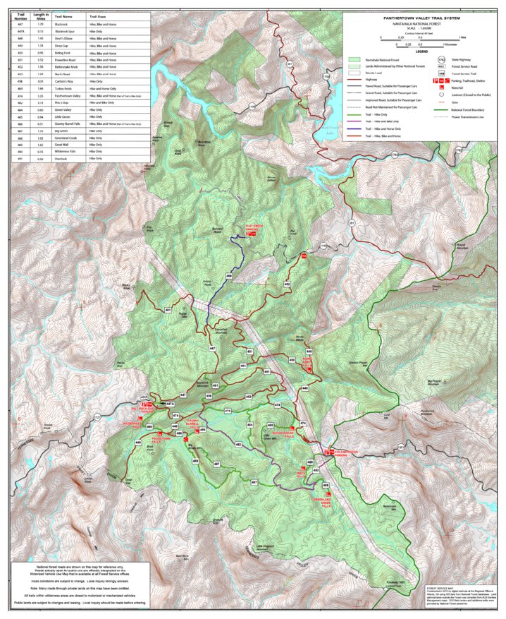 Panthertown Trails Map by US Forest Service R8 | Avenza Maps