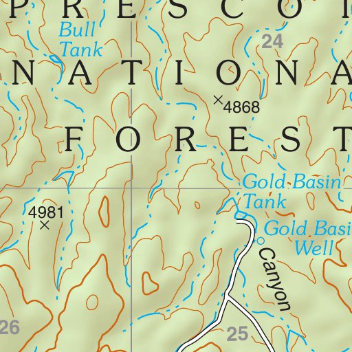 Prescott National Forest Quadrangle: KING CANYON Map by US Forest ...