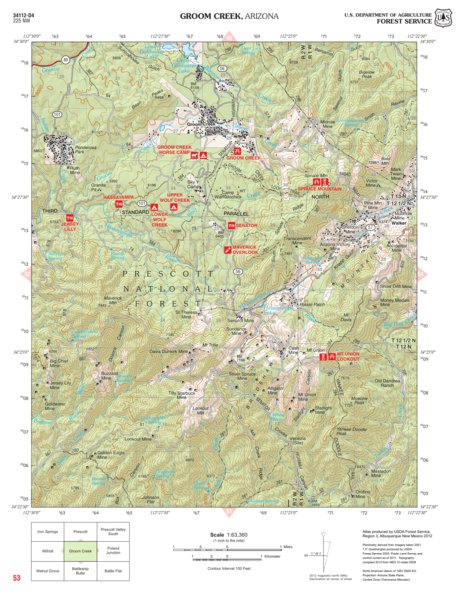 Prescott National Forest Quadrangle: GROOM CREEK Map by US Forest ...