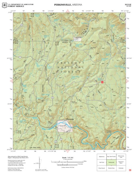 Prescott National Forest Quadrangle: PERKINSVILLE Map by US Forest ...