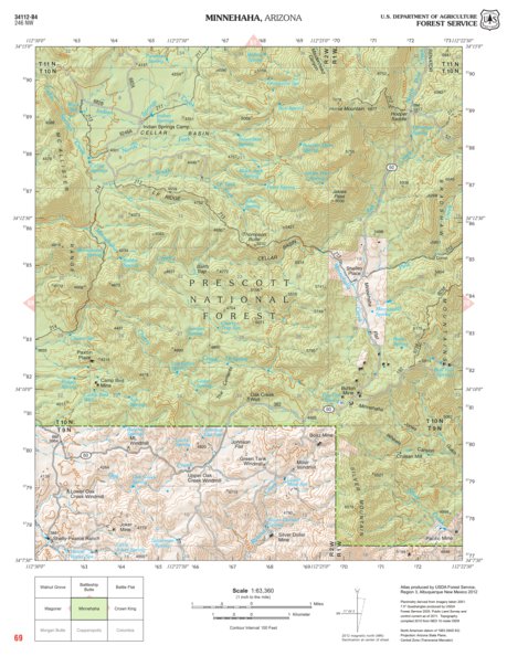 Prescott National Forest Quadrangle: MINNEHAHA Map by US Forest Service ...