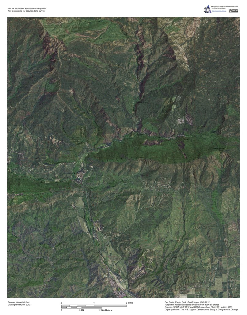 CA-Santa Paula Peak: GeoChange 1947-2012 Map by Western Michigan ...