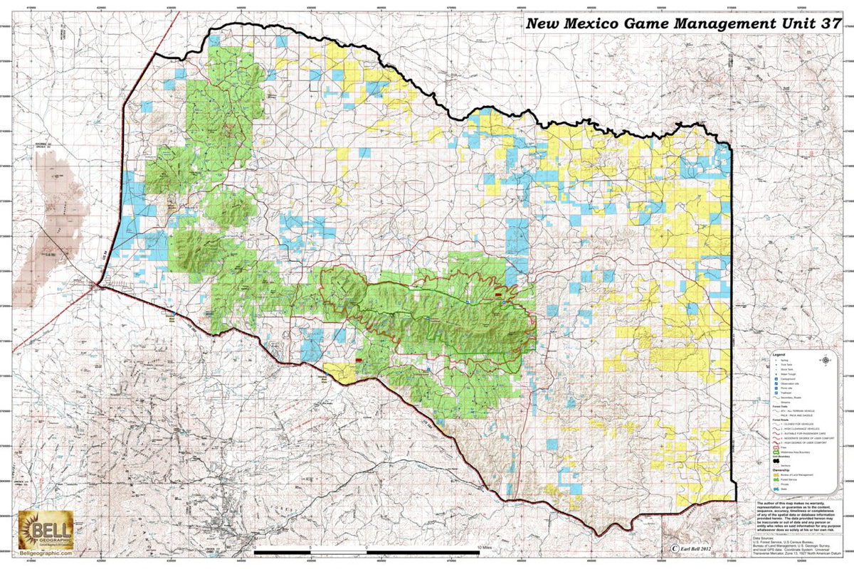 New Mexico Game Management Unit 37 Map by Bell Geographic | Avenza Maps