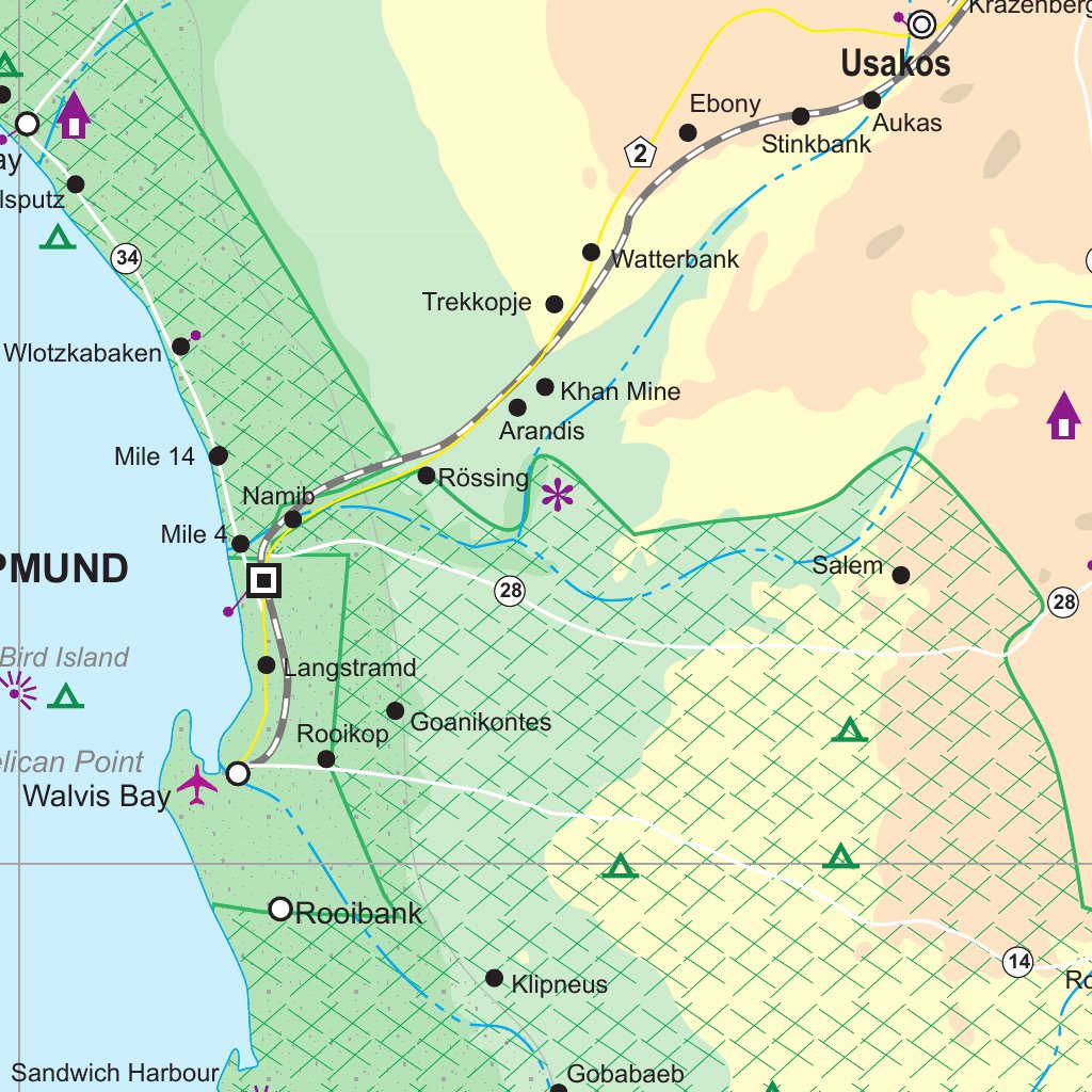 Namibia 1:2,125,000 - ITMB Map by ITMB Publishing Ltd. | Avenza Maps
