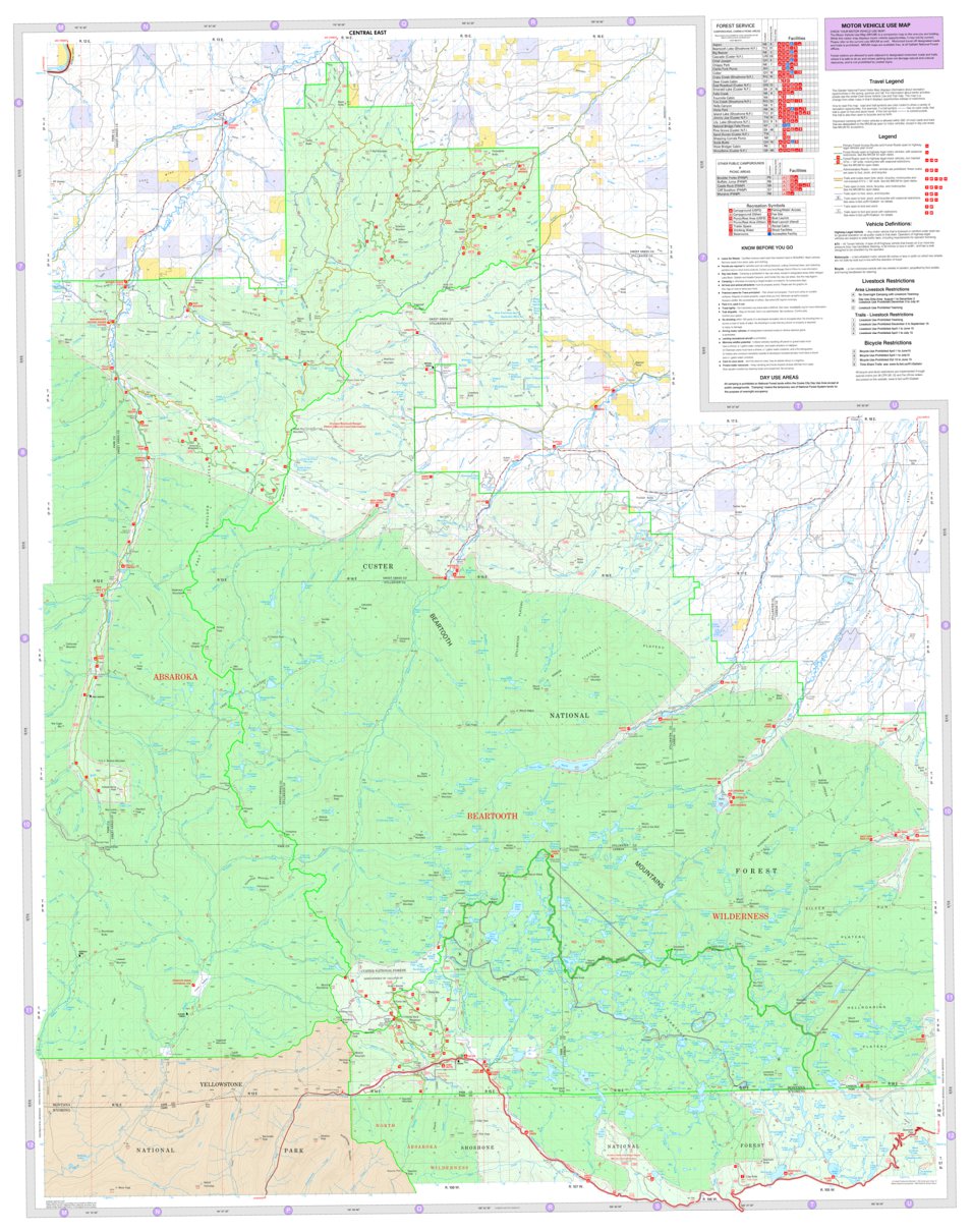 Gallatin NF Visitor Map Central East 2013 by US Forest Service R1 ...
